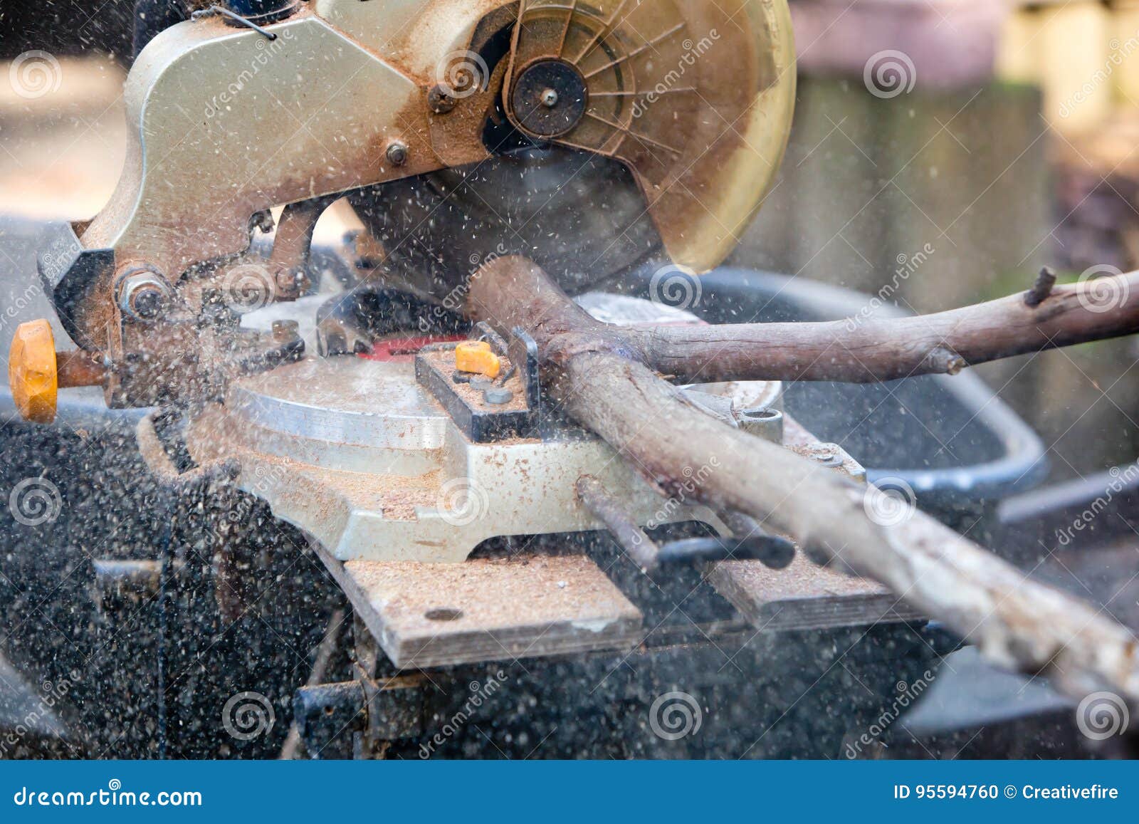 Power Drop Saw Being Used To Cut Firewood Stock Photo - Image of ...