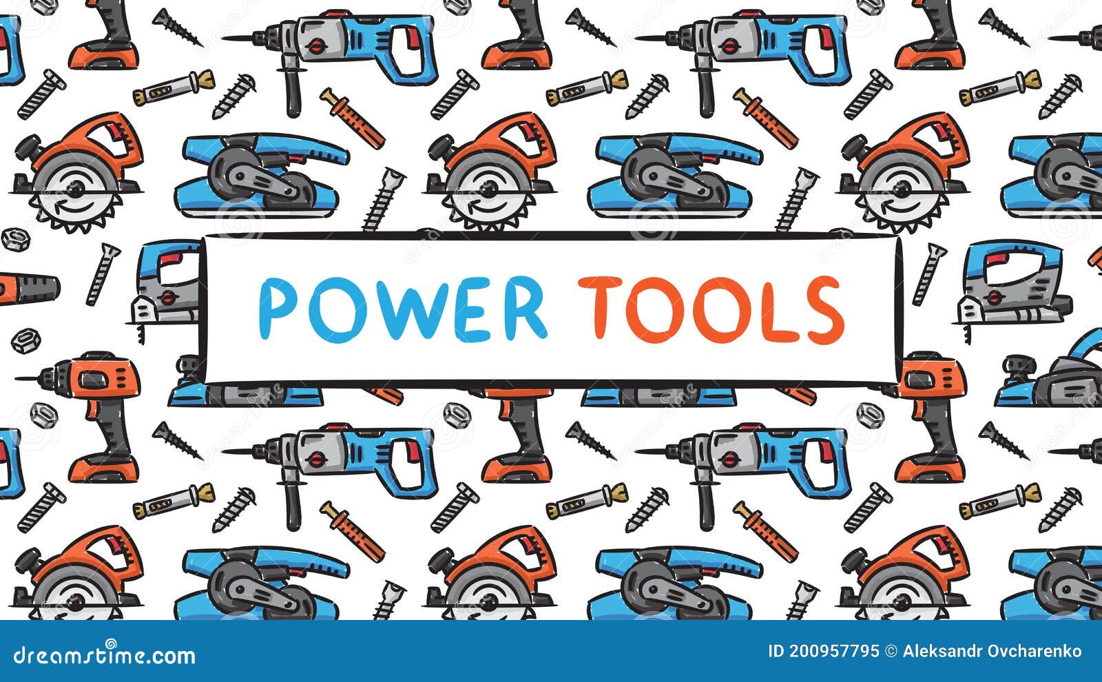 Power Electric Work Tools for Construction Vector Illustration Stock ...