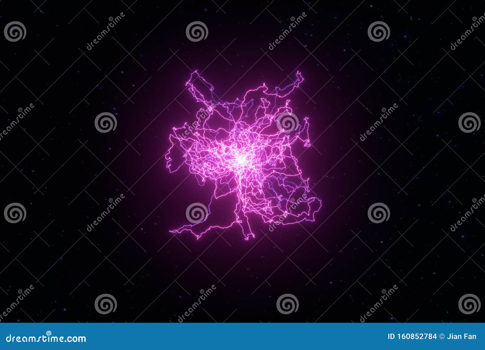 Power Electrical Energy and Lightning Spark, 3d Rendering Stock ...