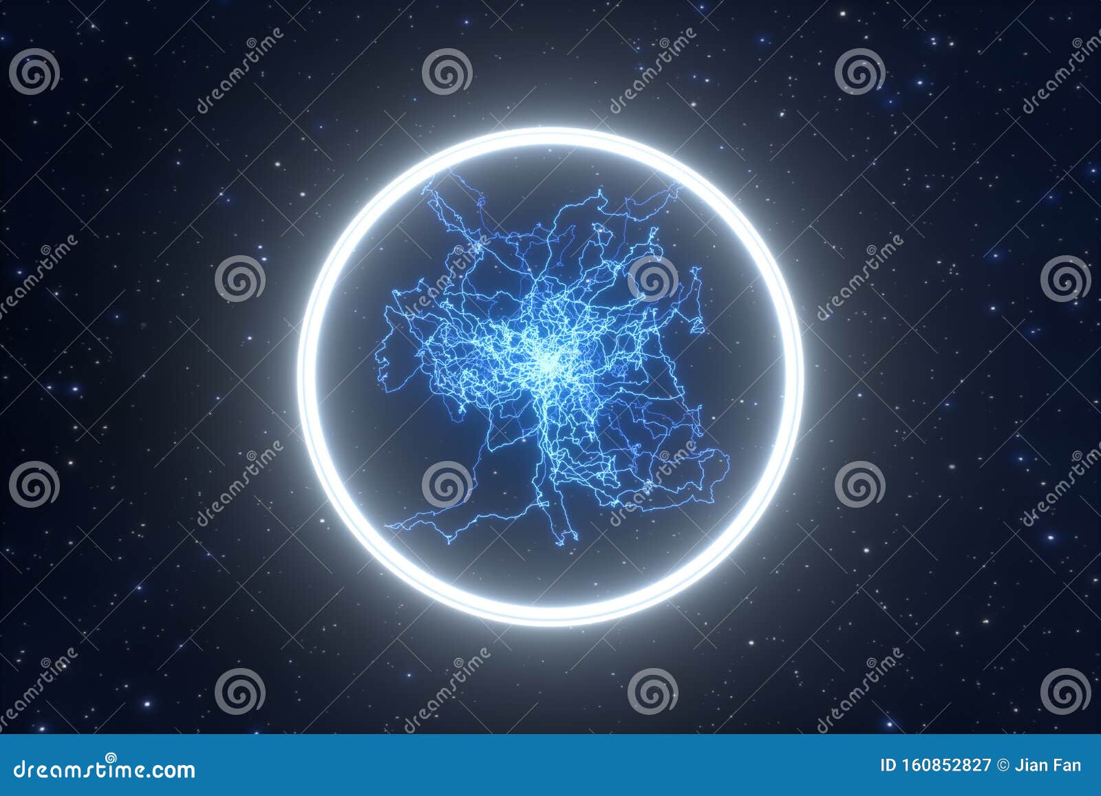 Power Electrical Energy and Lightning Spark, 3d Rendering Stock ...