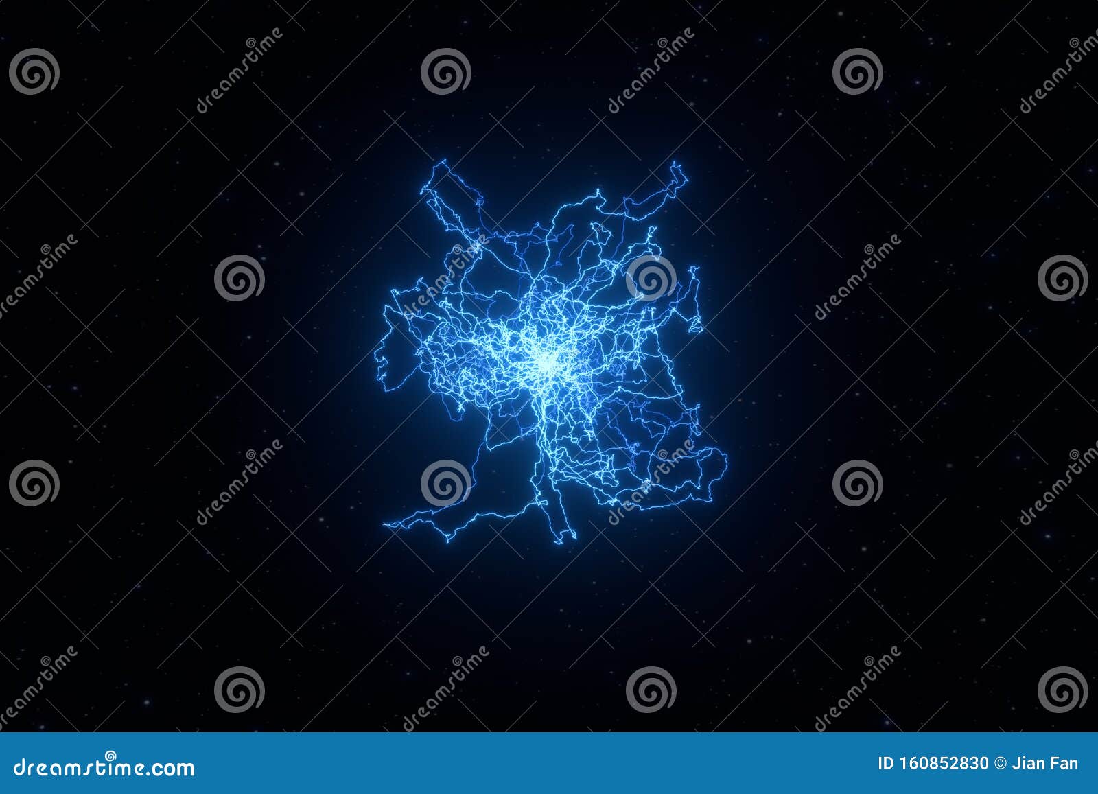 Power Electrical Energy and Lightning Spark, 3d Rendering Stock ...