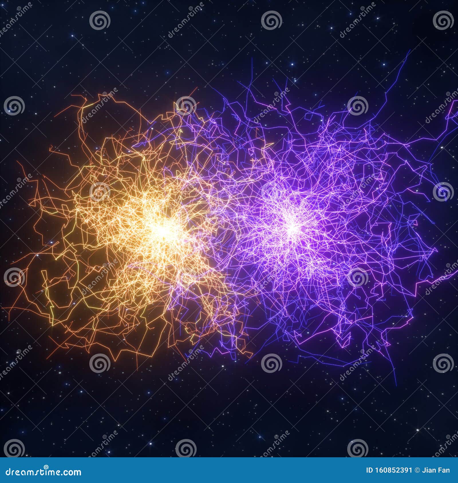 Power Electrical Energy and Lightning Spark, 3d Rendering Stock ...