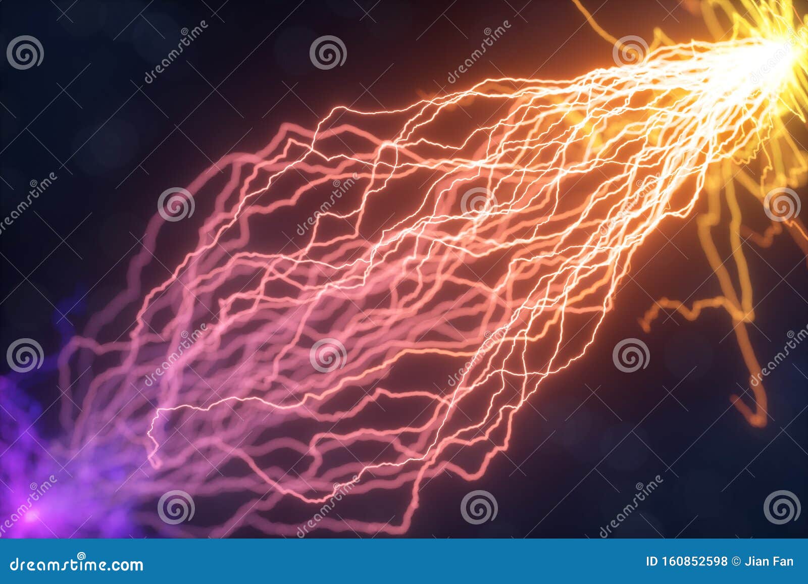 Power Electrical Energy and Lightning Spark, 3d Rendering Stock ...
