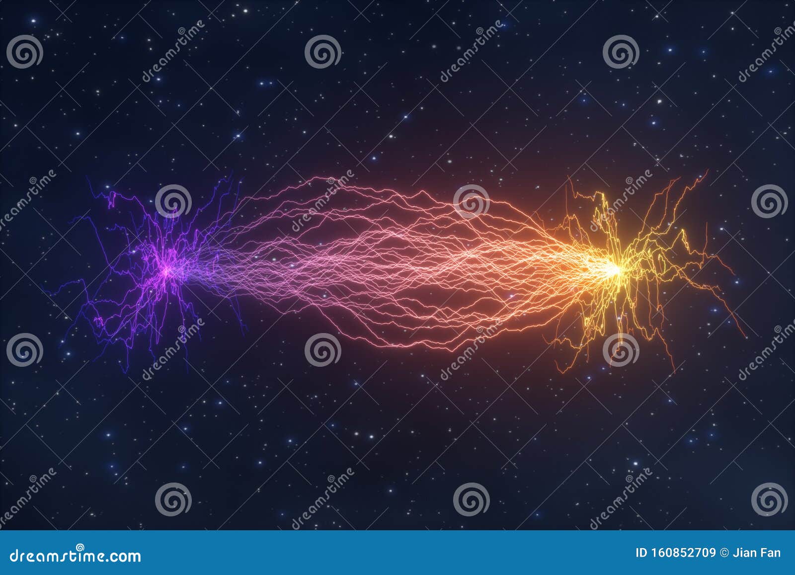 Power Electrical Energy and Lightning Spark, 3d Rendering Stock ...