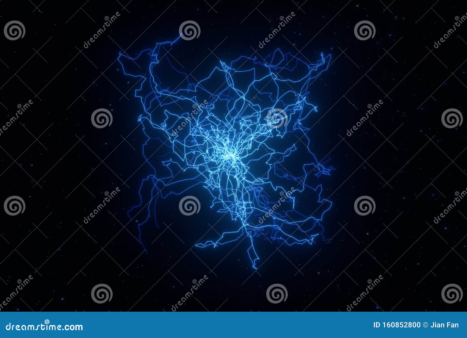 Power Electrical Energy and Lightning Spark, 3d Rendering Stock ...