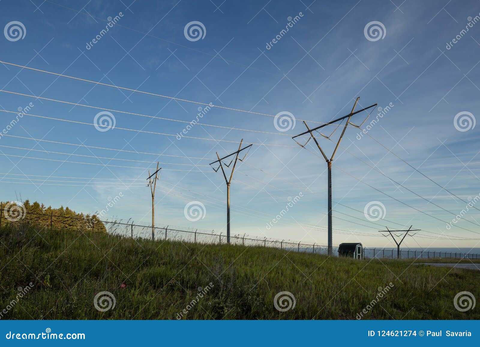 Power Electrical Lines from Hydro Electric Plant by Water Stock Photo ...
