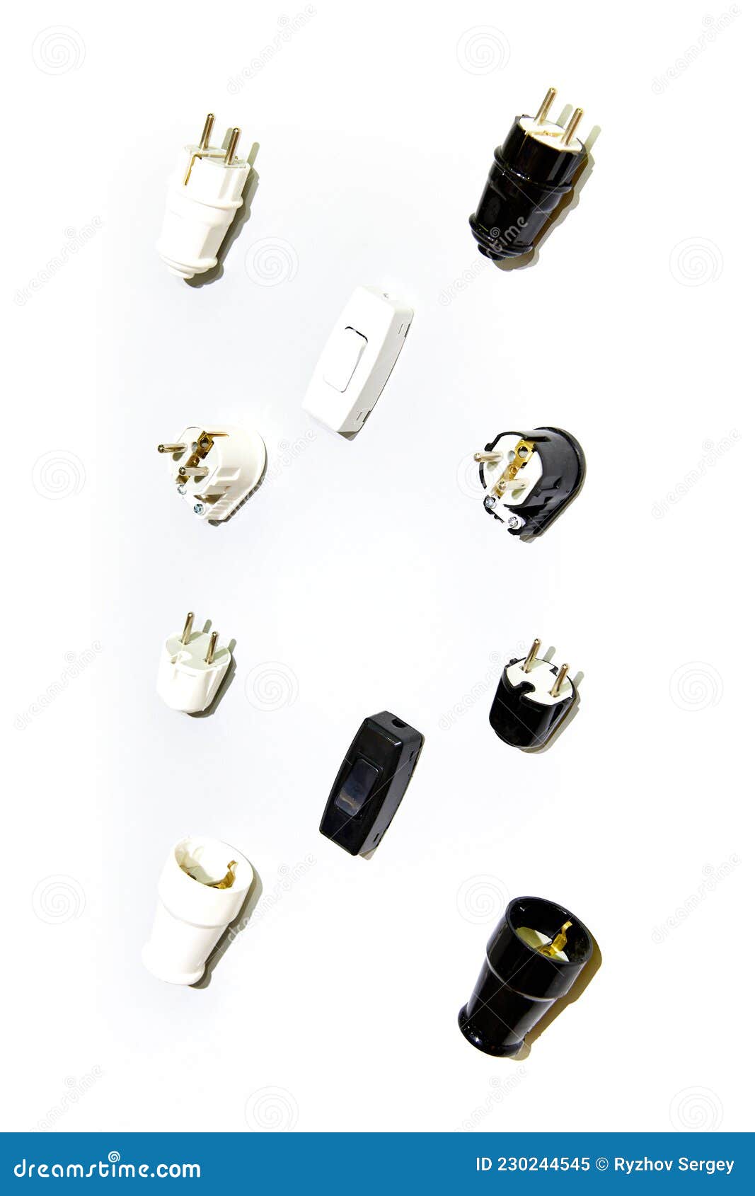 Power Electrical Plugs and Sockets Isolated on White Stock Image ...