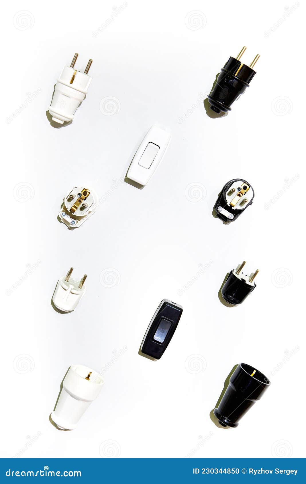 Power Electrical Plugs and Sockets Isolated on White Stock Photo ...