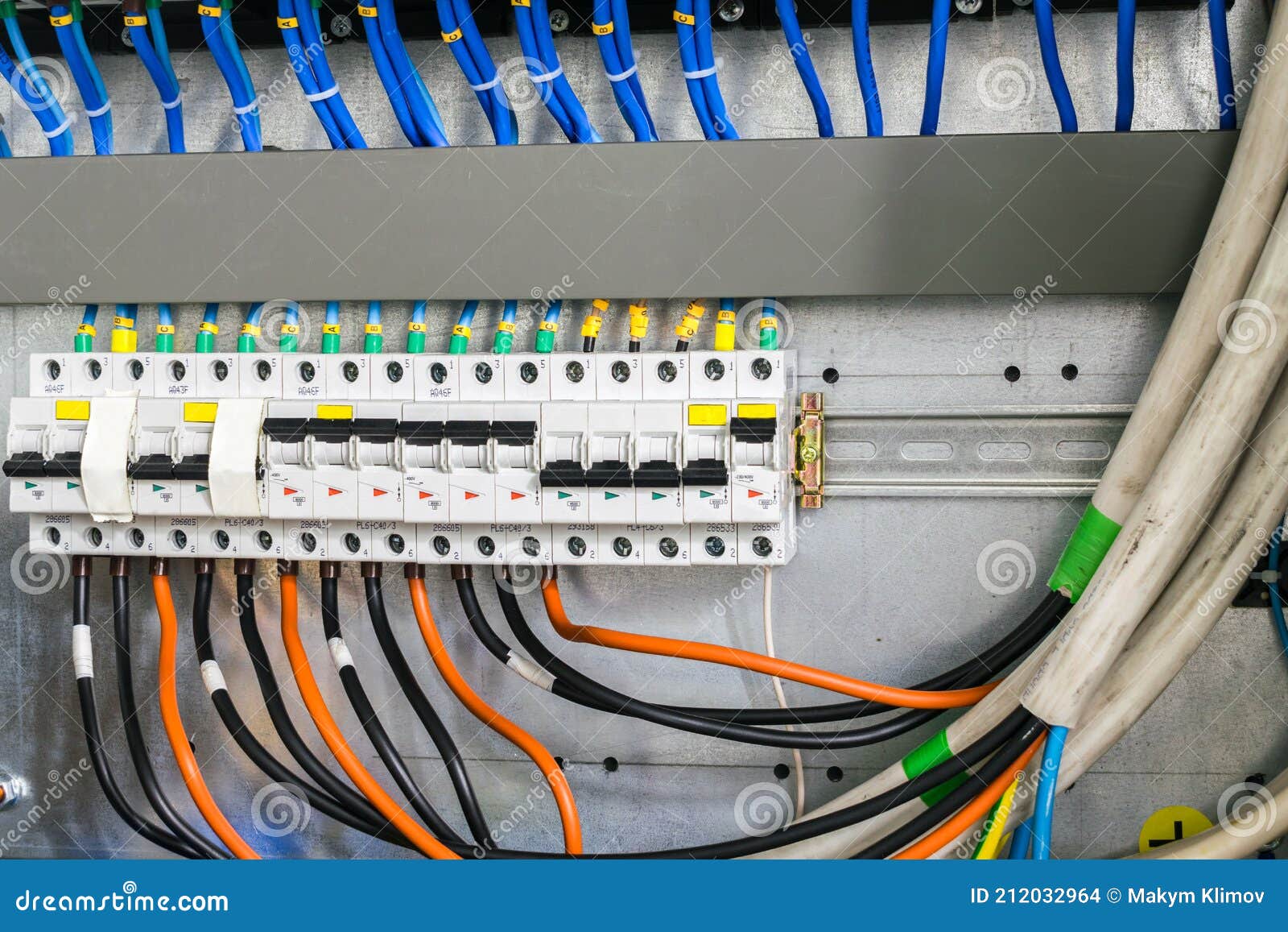 Power Electrical Wires are Connected To Circuit Breakers Inside the ...