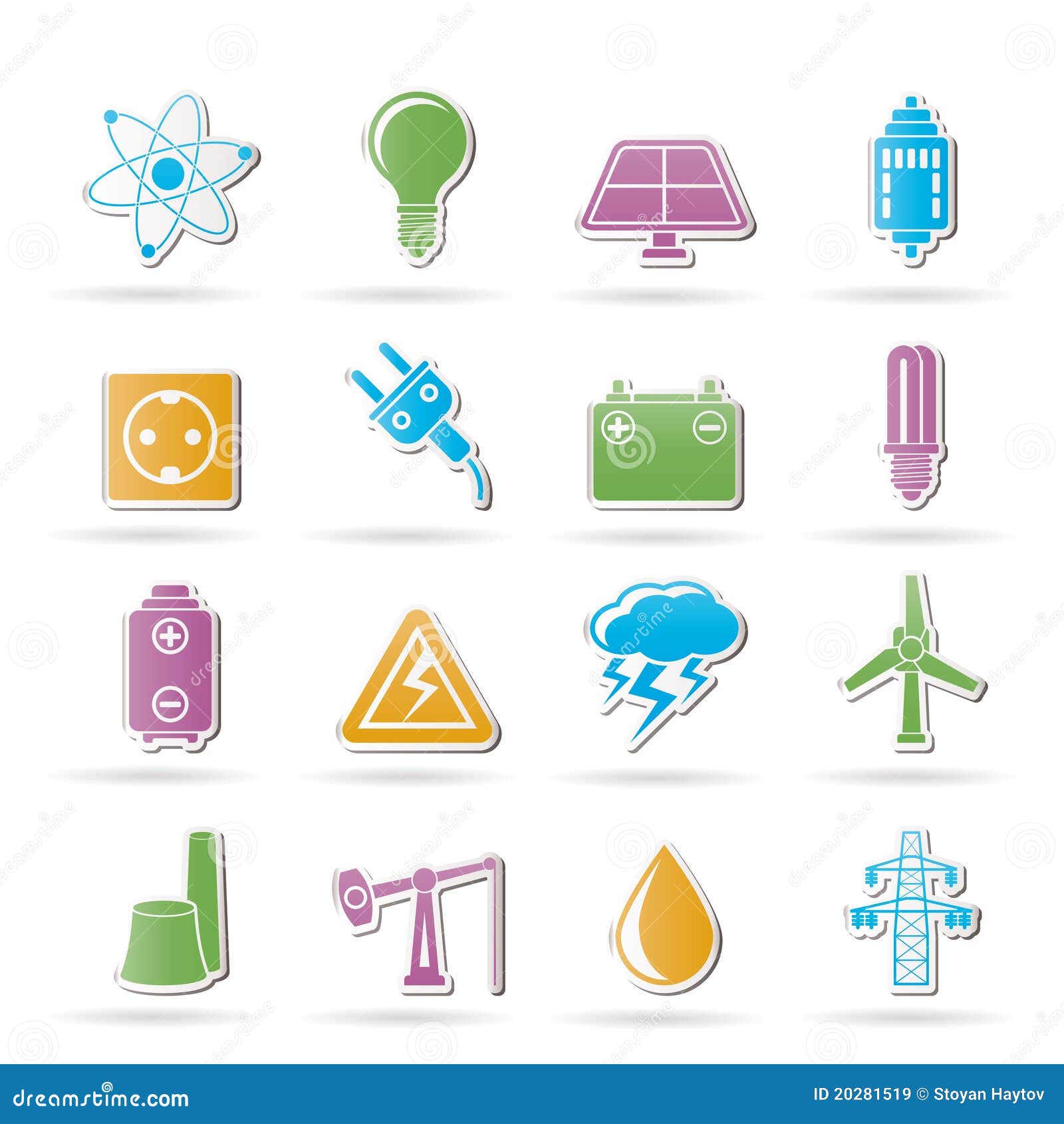Power and Electricity Industry Icons Stock Vector - Illustration of ...