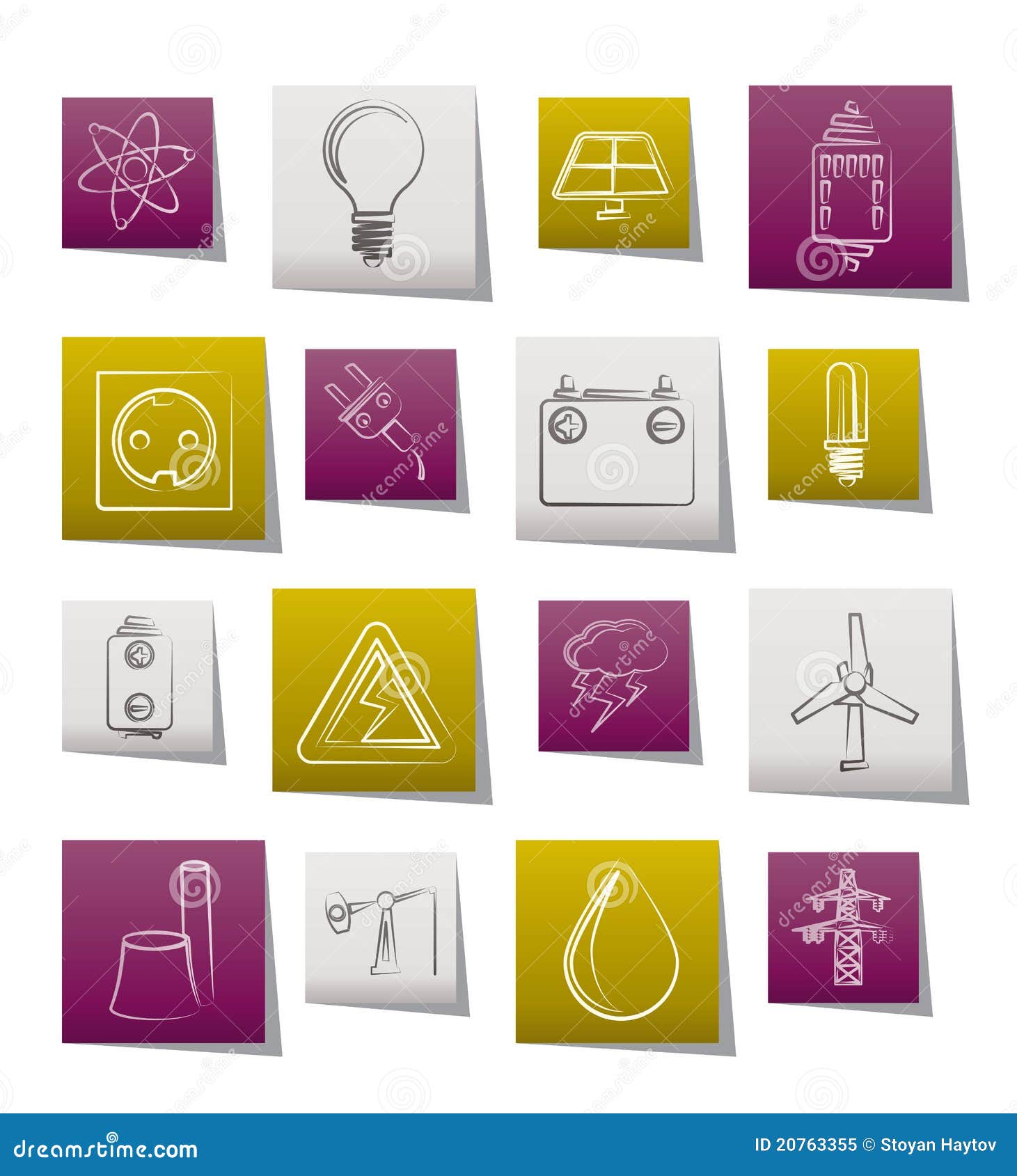 Power and Electricity Industry Icons Stock Vector - Illustration of ...