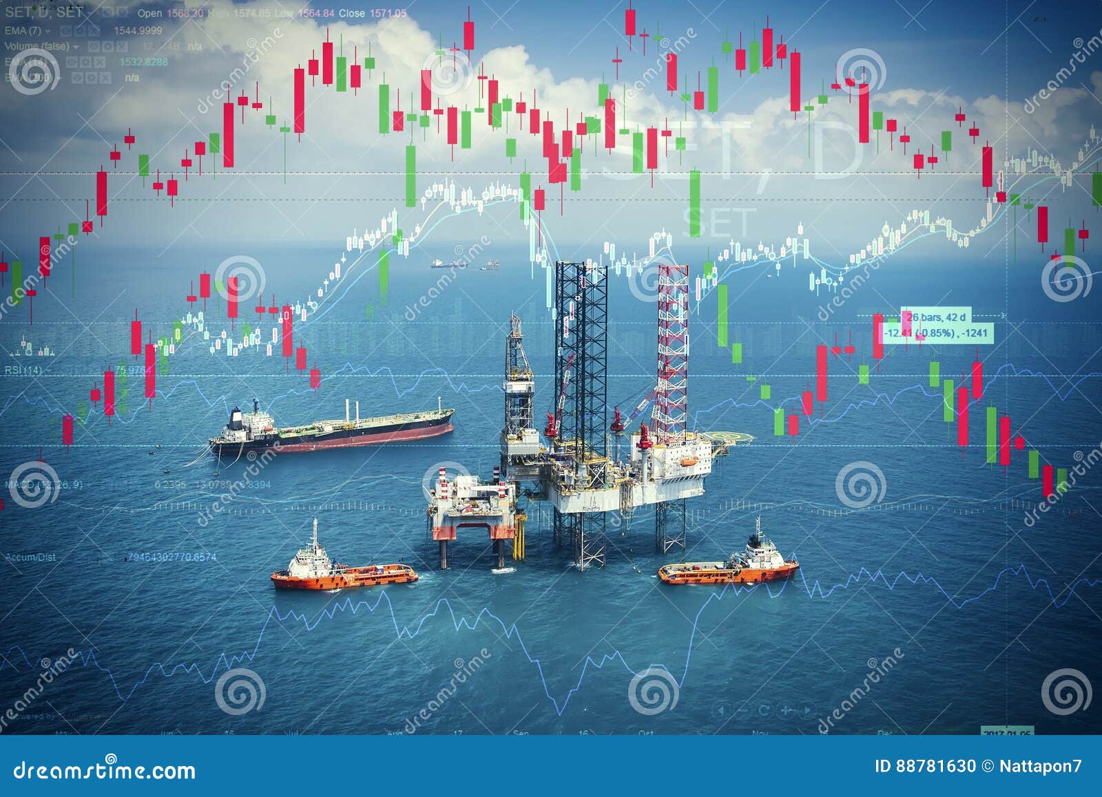Energy Crisis. Power Line And Graph Arrow. Concept Of Global Energy ...