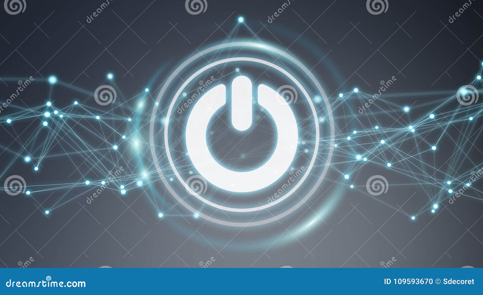 Power Energy Icon with Connections 3D Rendering Stock Illustration ...