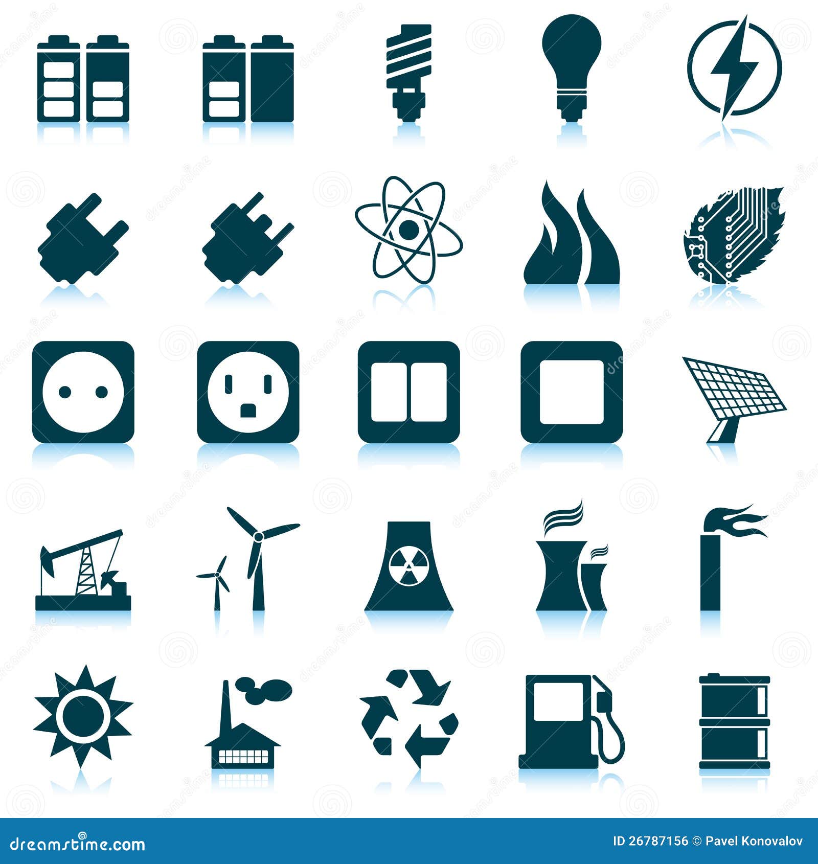 Power and energy icon set stock vector. Illustration of energy - 26787156