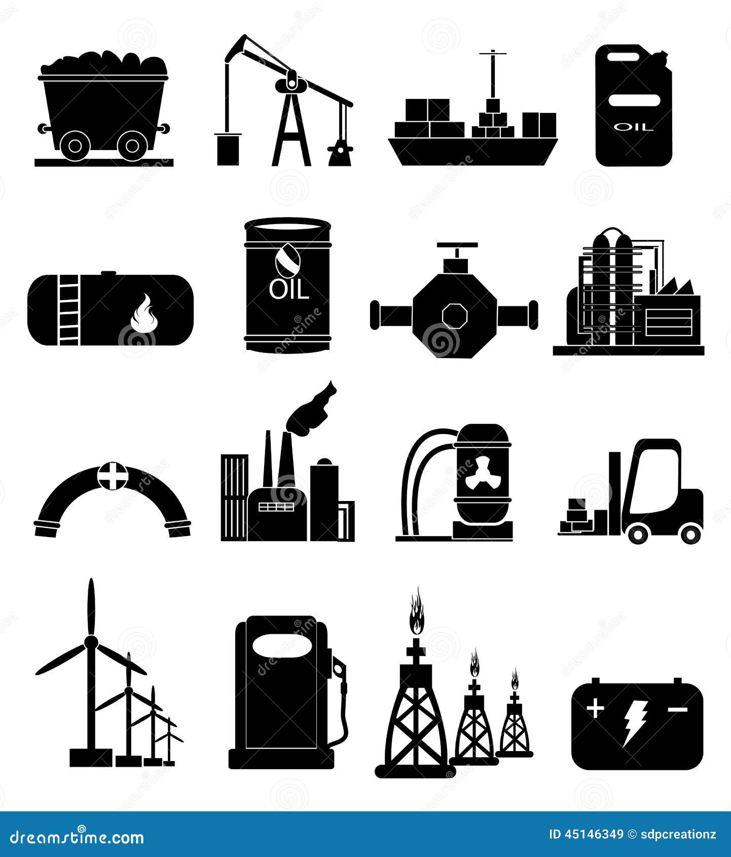 Power Energy icons set stock vector. Illustration of tower - 45146349