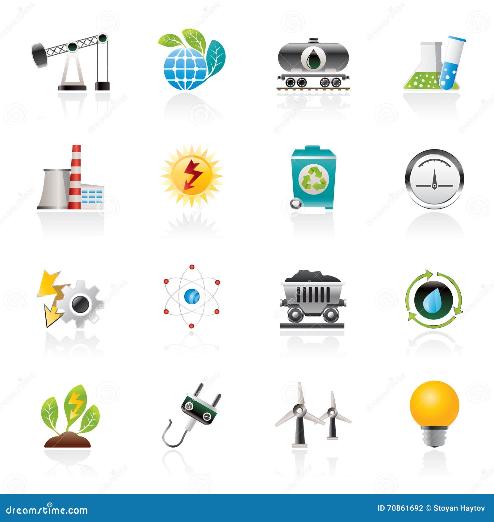 Power and Energy Production Icons Stock Vector - Illustration of ...