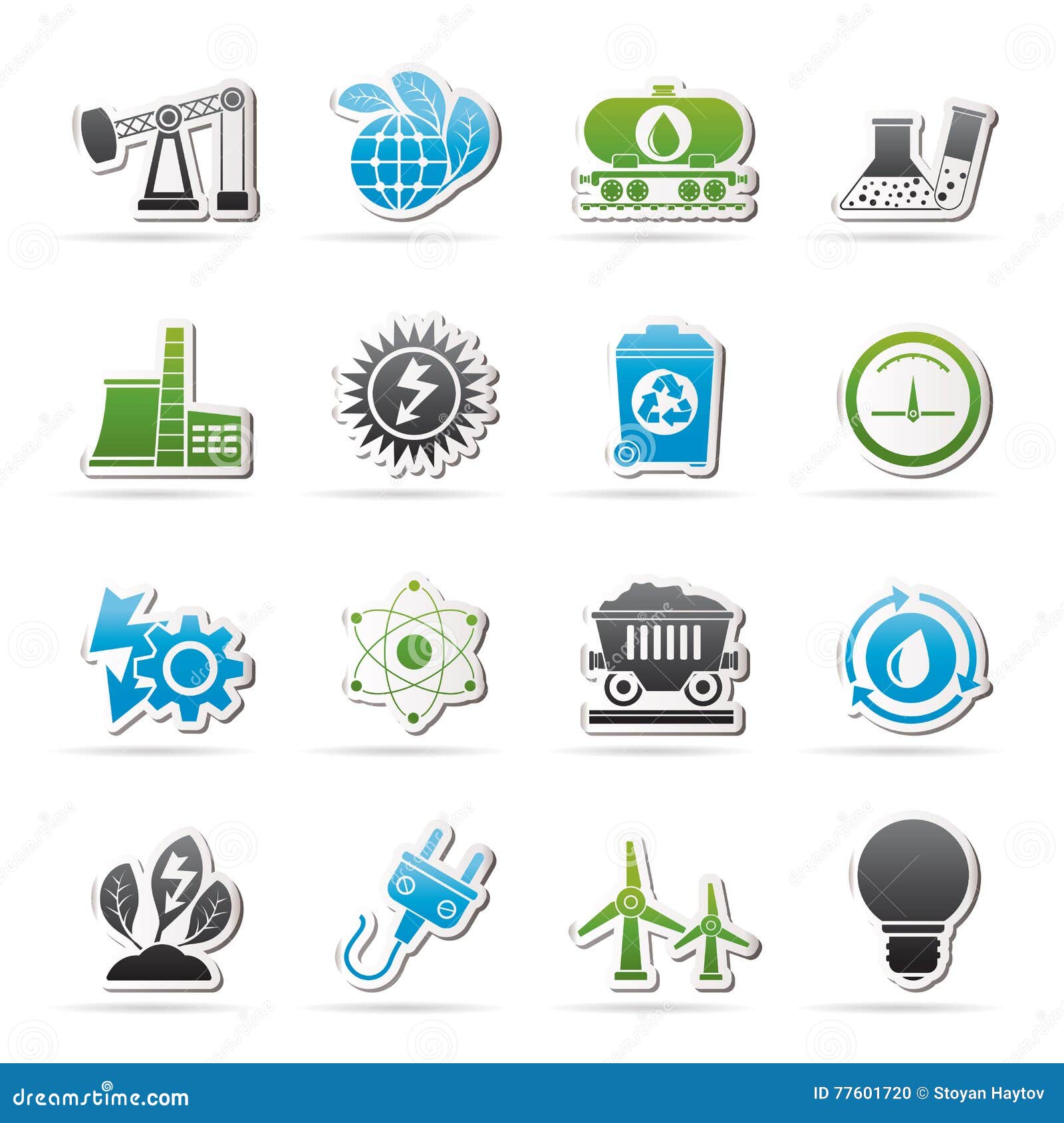 Power and Energy Production Icons Stock Vector - Illustration of ...