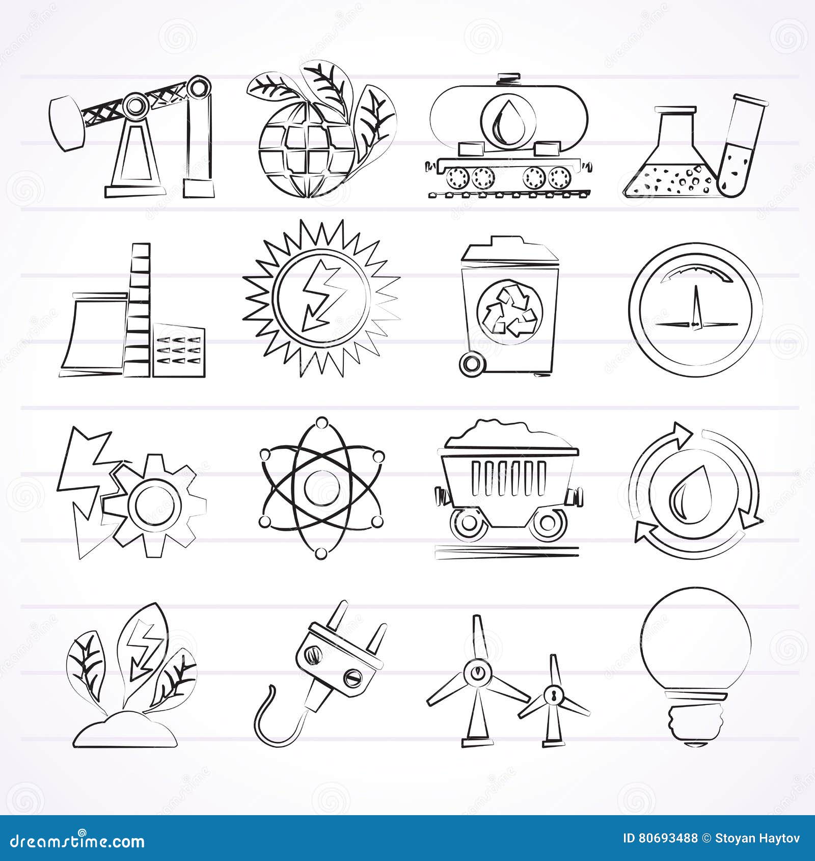 Power and Energy Production Icons Stock Vector - Illustration of ...
