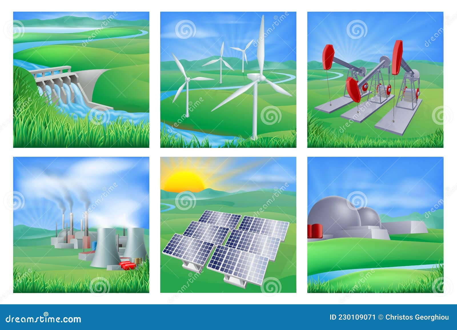 Power and Energy Sources stock vector. Illustration of generators ...