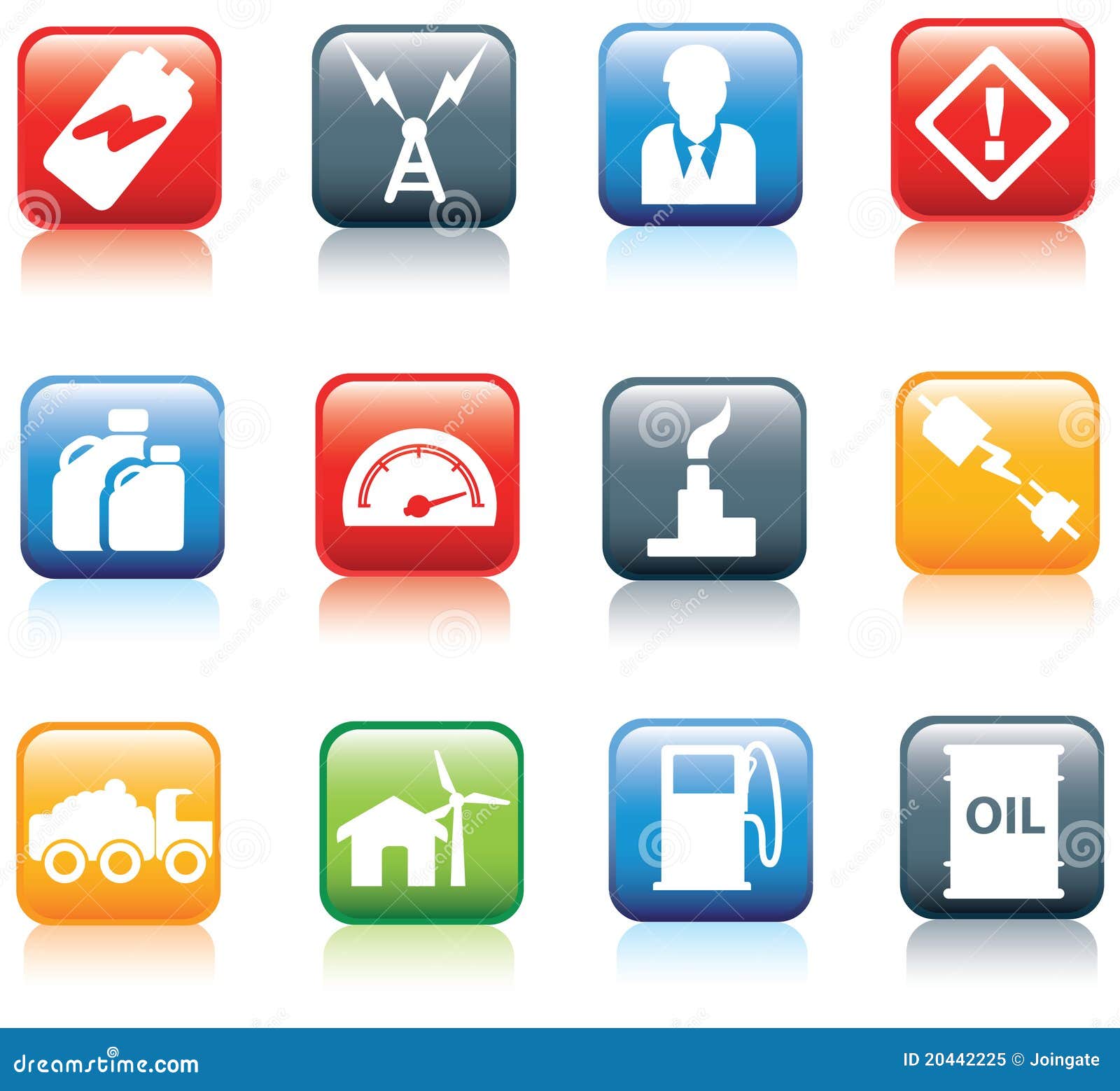 Power and Energy Square Buttons Stock Vector - Illustration of battery ...