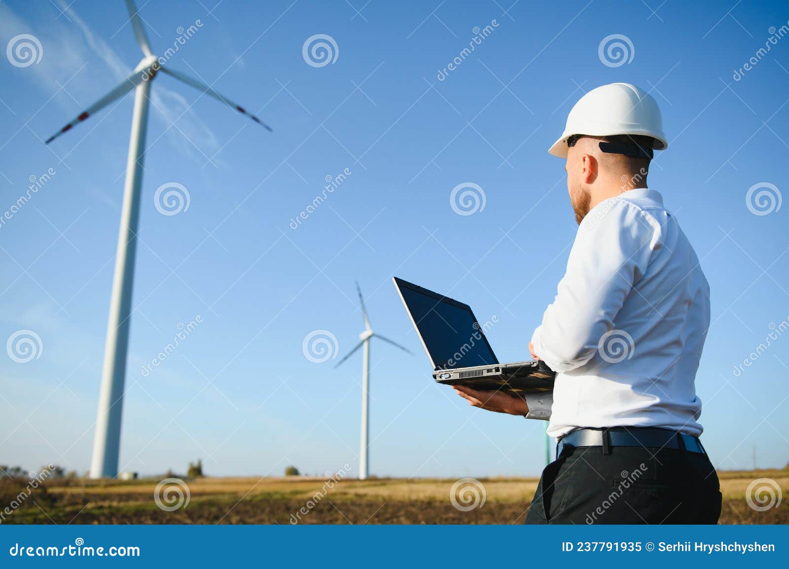 Power Engineer are Working with Wind Turbines Stock Image - Image of ...