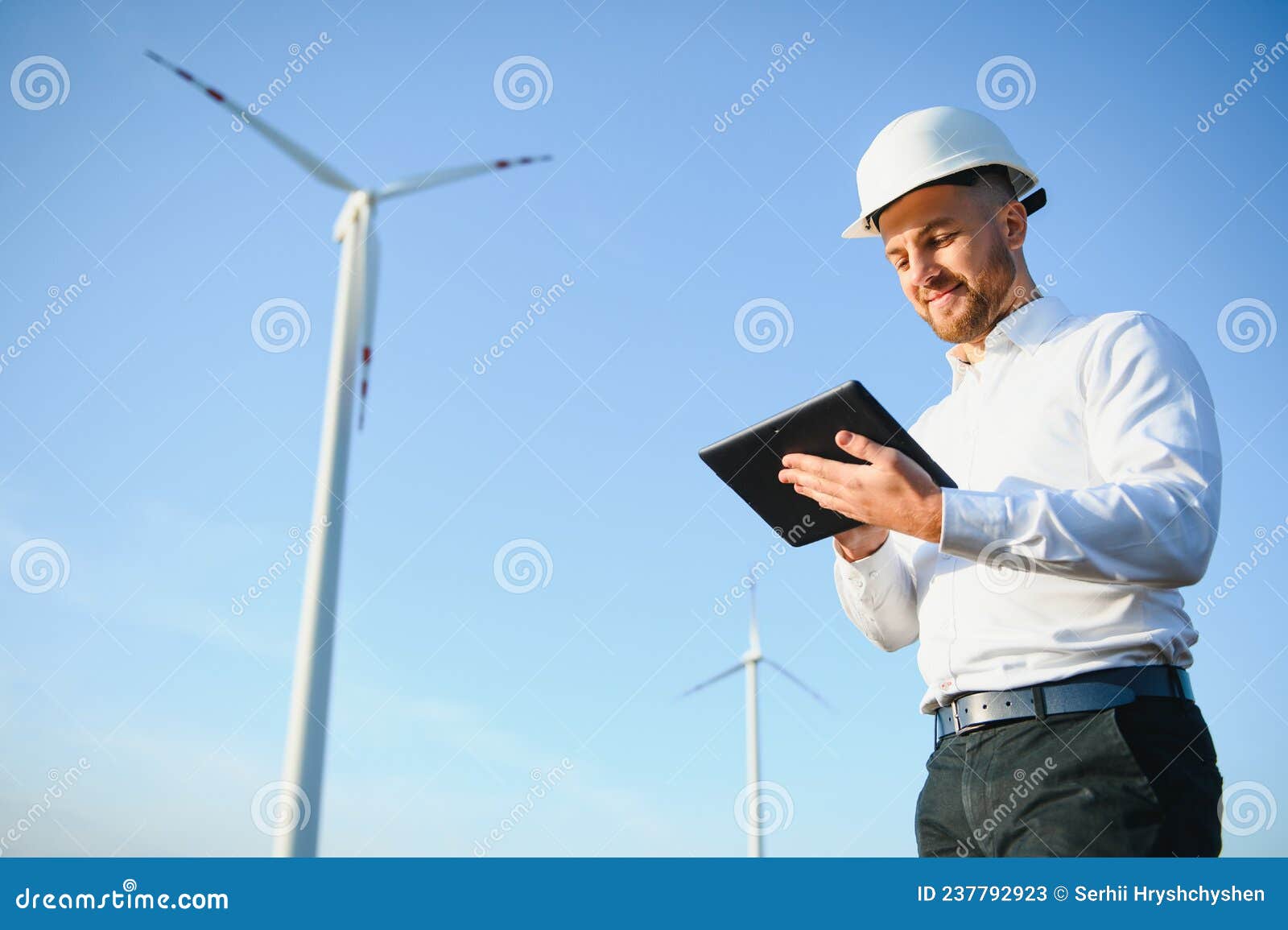 Power Engineer are Working with Wind Turbines Stock Image - Image of ...