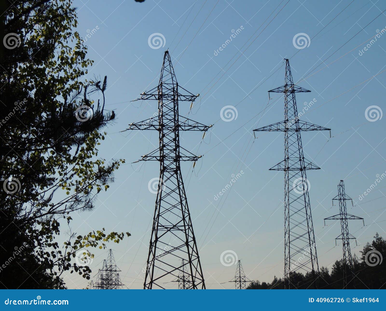 The Mast Of The High-voltage Power Transmission Line Is Located In The ...