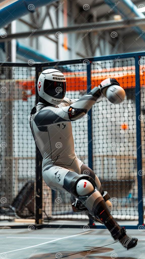 The Power and Explosiveness of a Robot Shot Putter in Action Stock ...