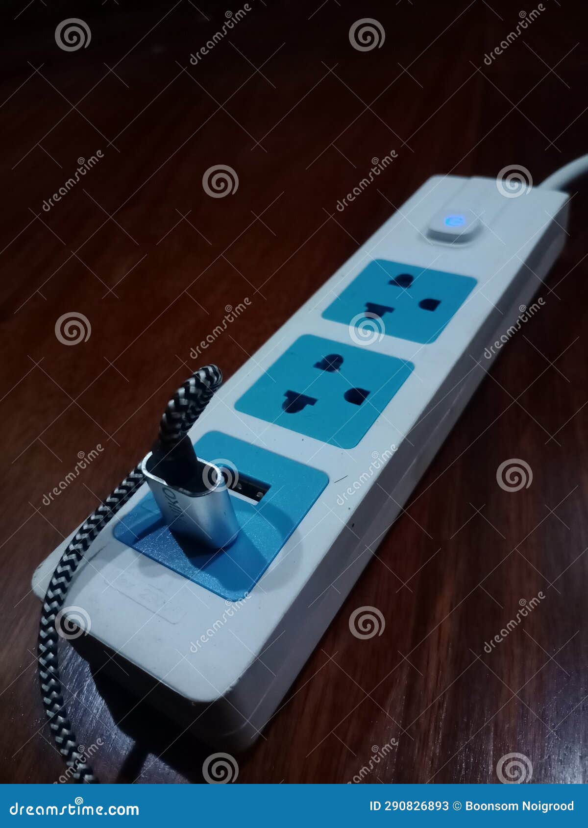 Power Extension Socket Plug Wire Line and USB Charger Port Stock Image ...