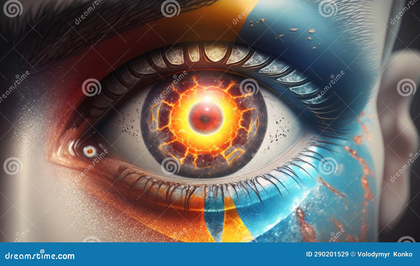 The Power of the Eyes Reflects the Inner Universe. Generative Ai Stock ...
