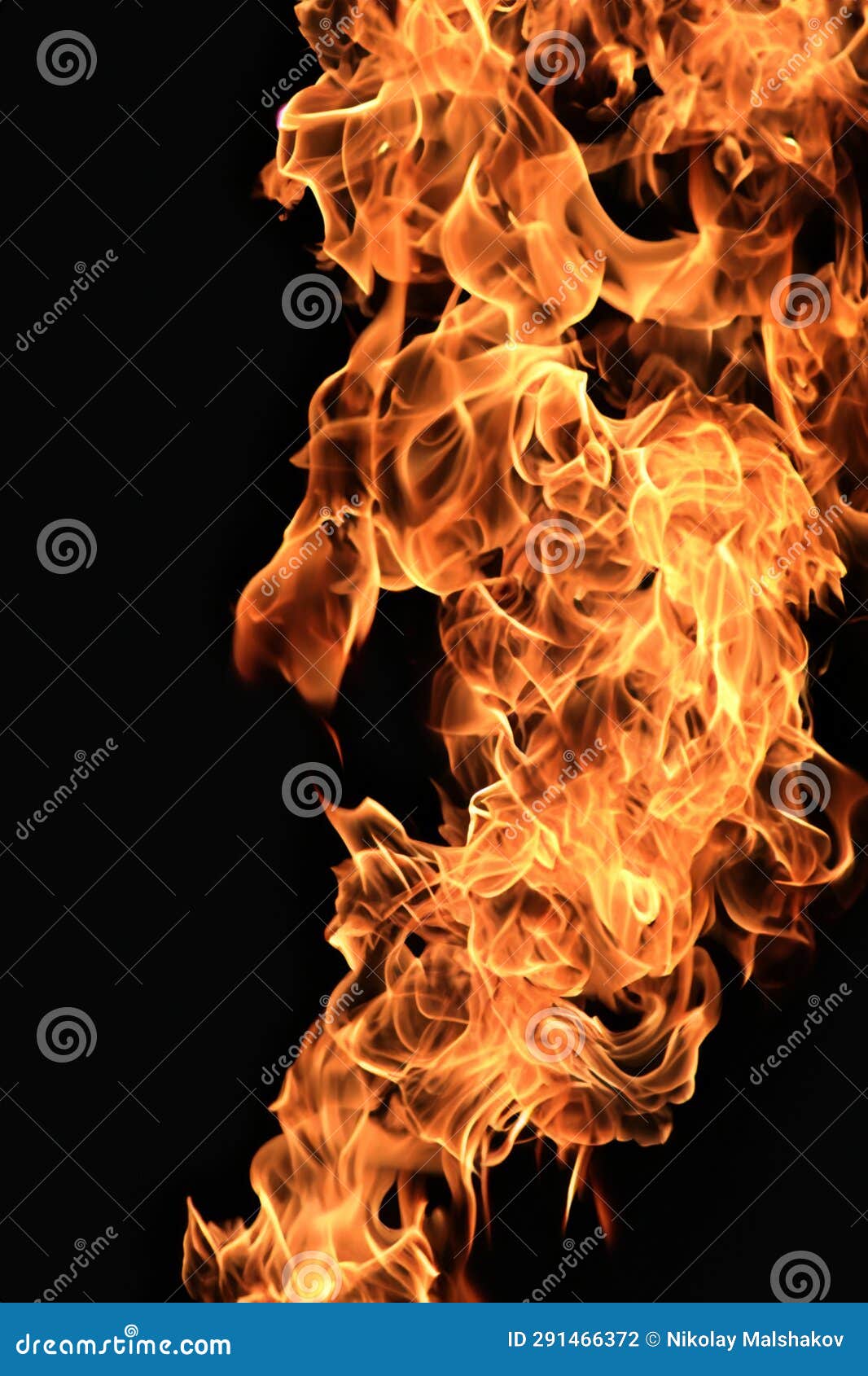 The Power of Fire: Flames in Darkness Stock Illustration - Illustration ...