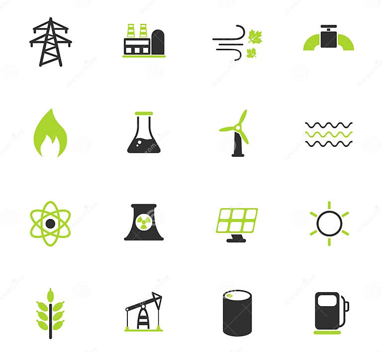 Power generation icon set stock vector. Illustration of nuclear - 122051177
