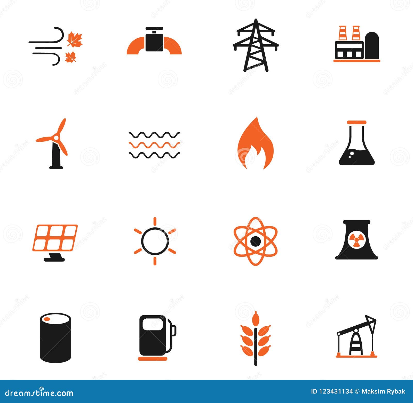 Power generation icon set stock vector. Illustration of gate - 123431134