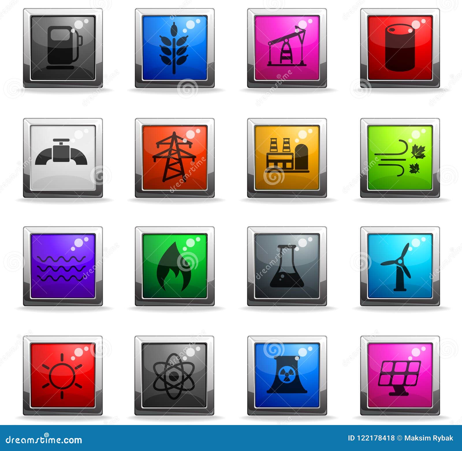 Power generation icon set stock vector. Illustration of symbol - 122178418