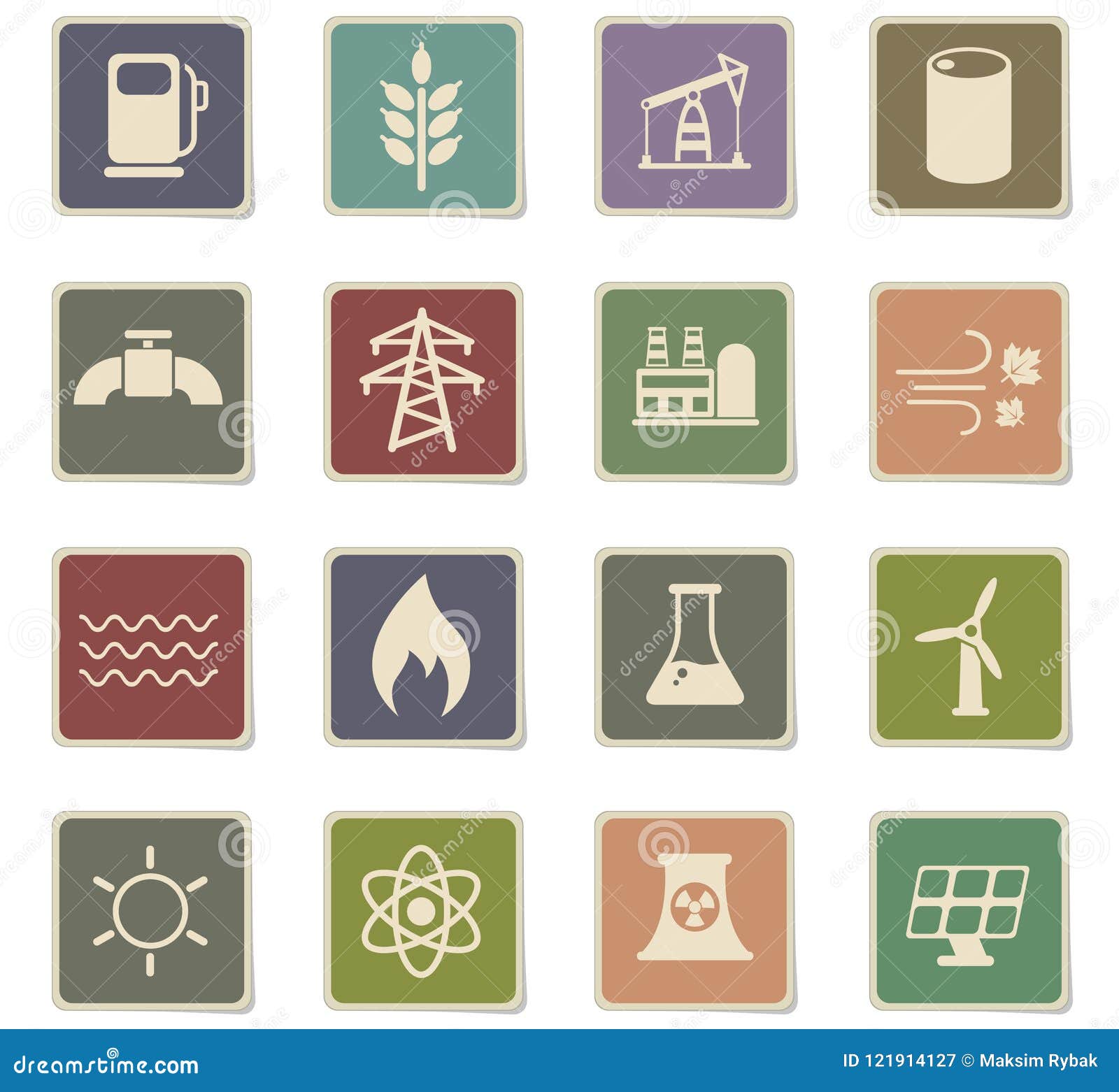 Power generation icon set stock vector. Illustration of waves - 121914127