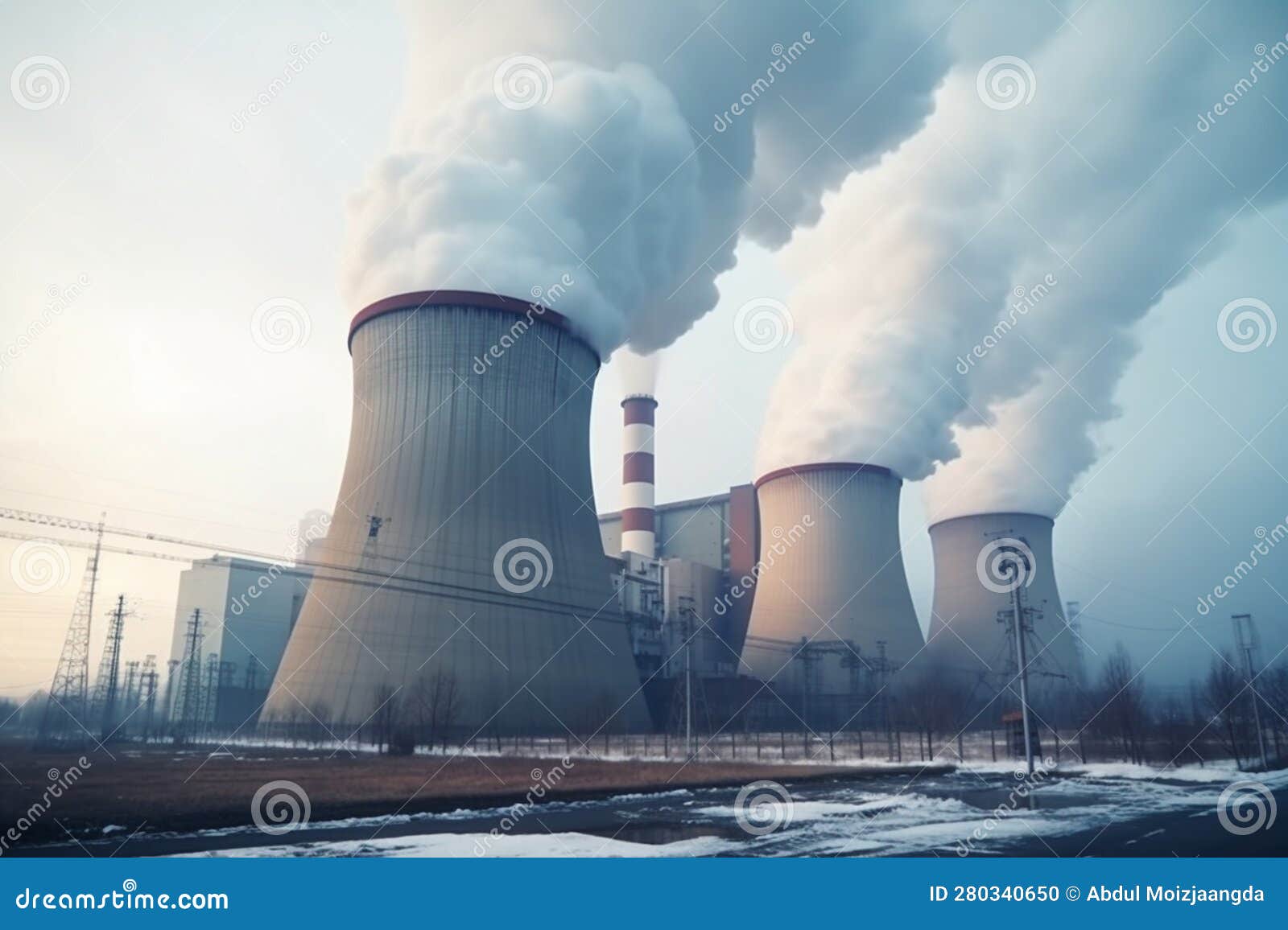 Power Generation in Progress, Active Thermal Power Station with Visible ...