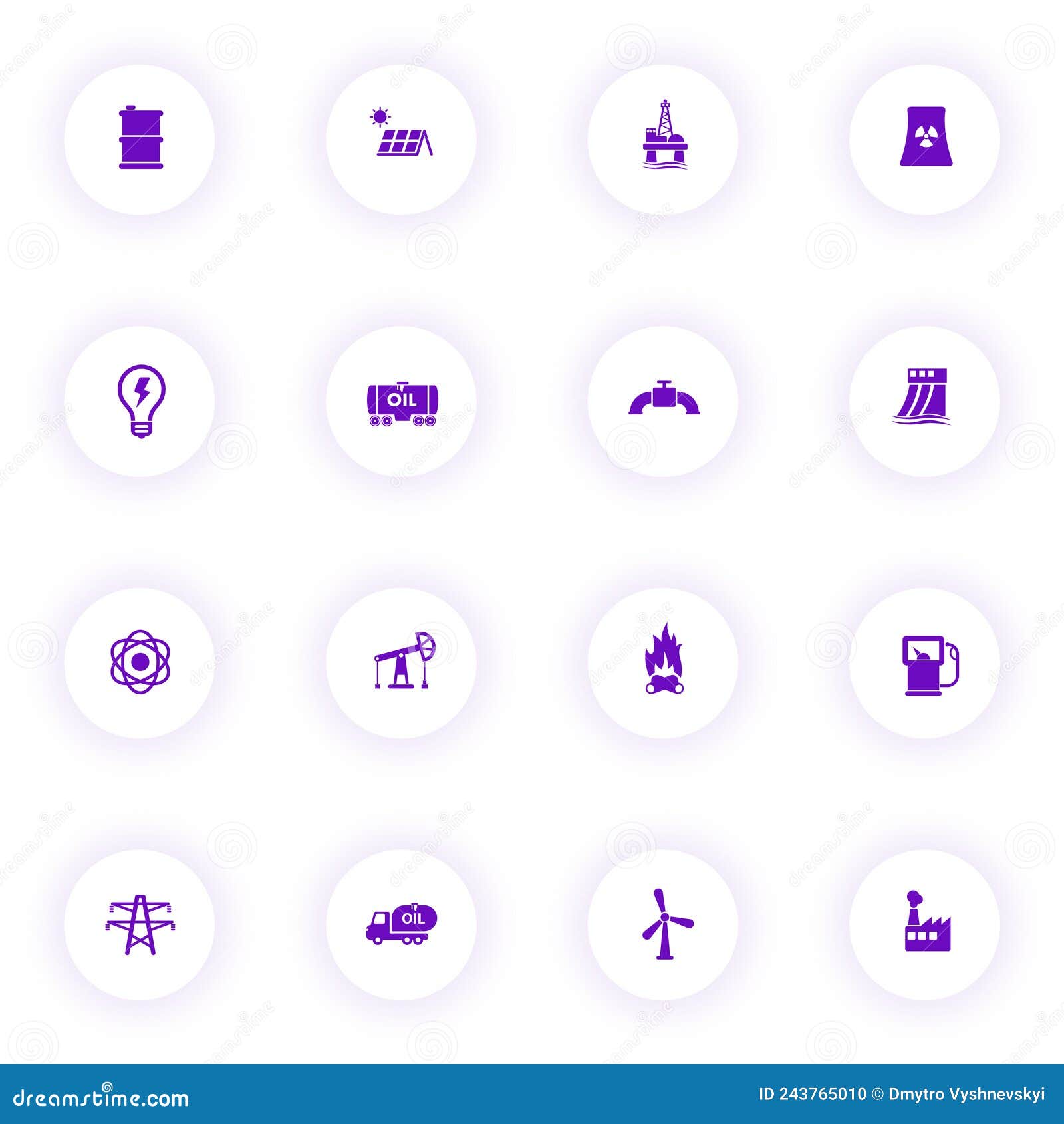 Power Generation Purple Color Vector Icons Stock Vector - Illustration ...
