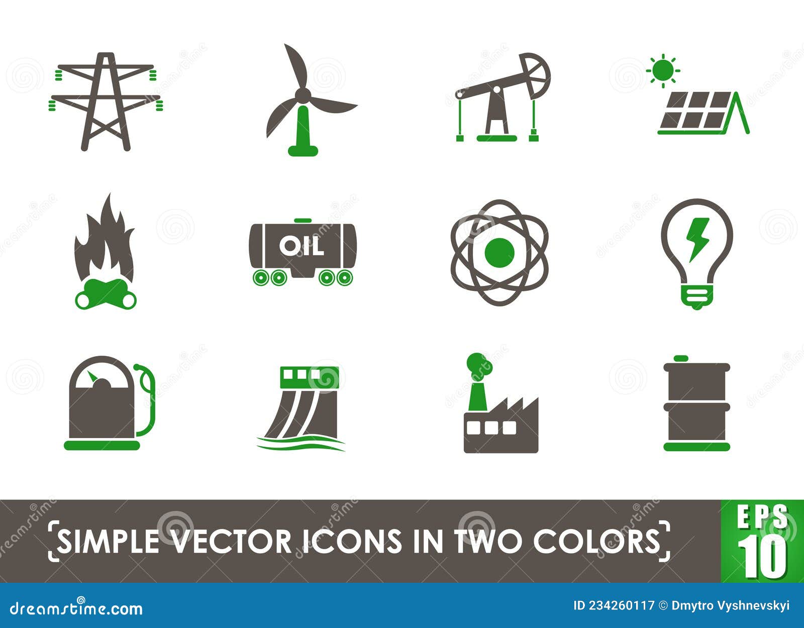 Power Generation Simple Vector Icons Stock Vector - Illustration of ...