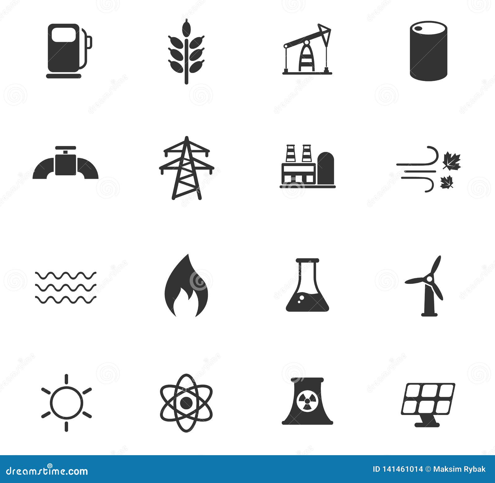 Power generation icon set stock vector. Illustration of icon - 141461014