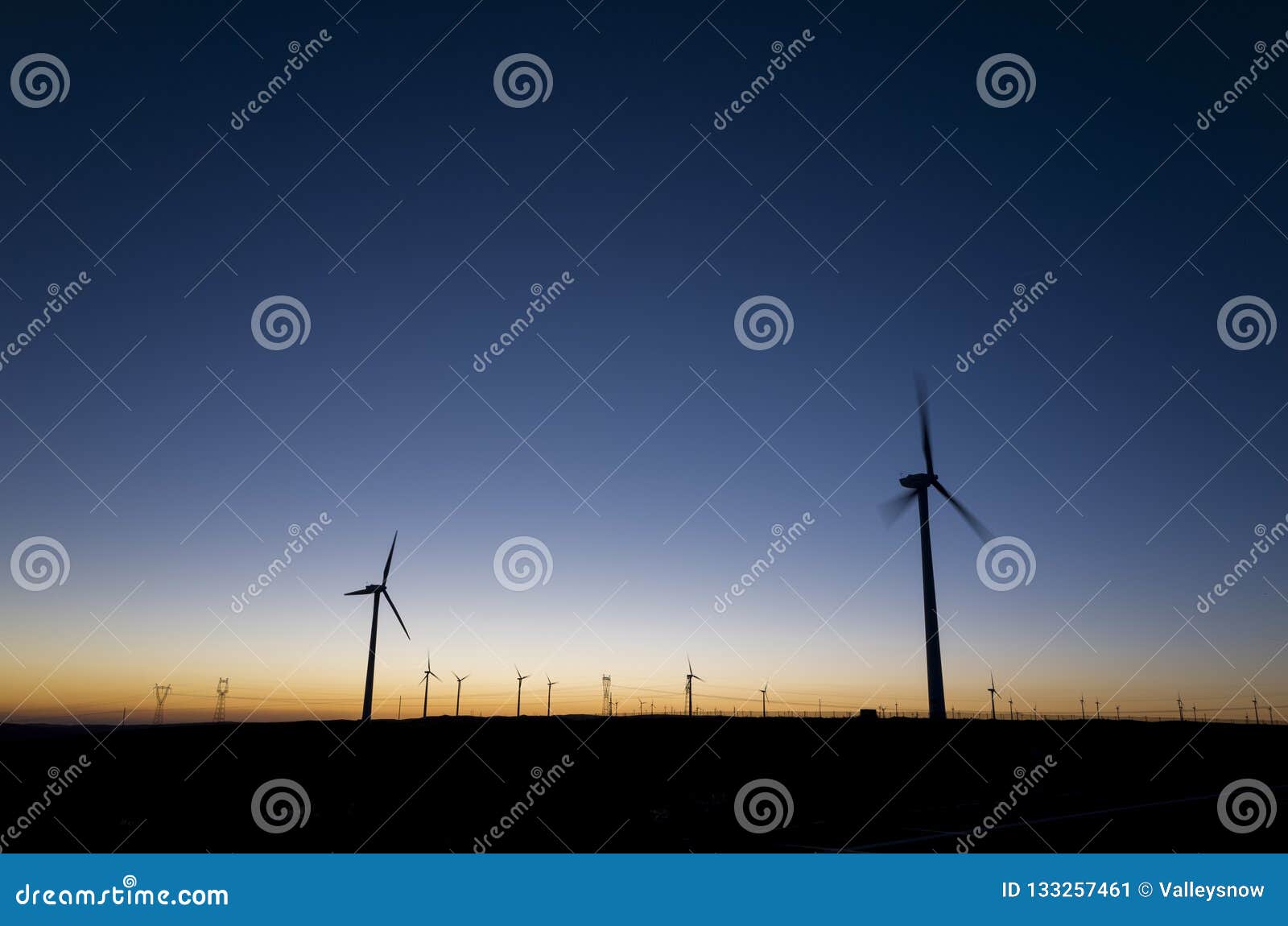 Power Generation Windmill in the Evening Stock Image - Image of ...