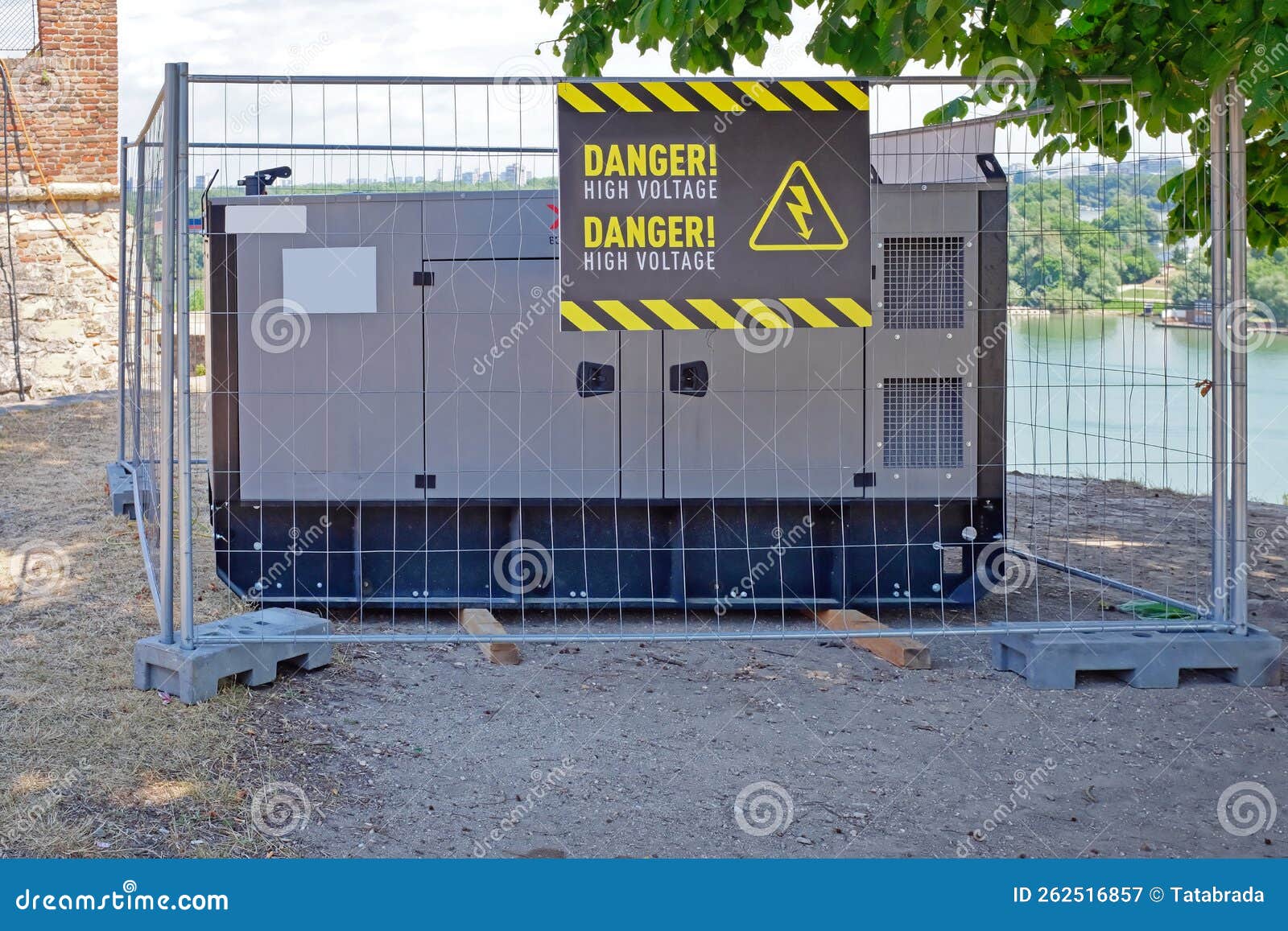 Power generator in cage stock image. Image of safety - 262516857