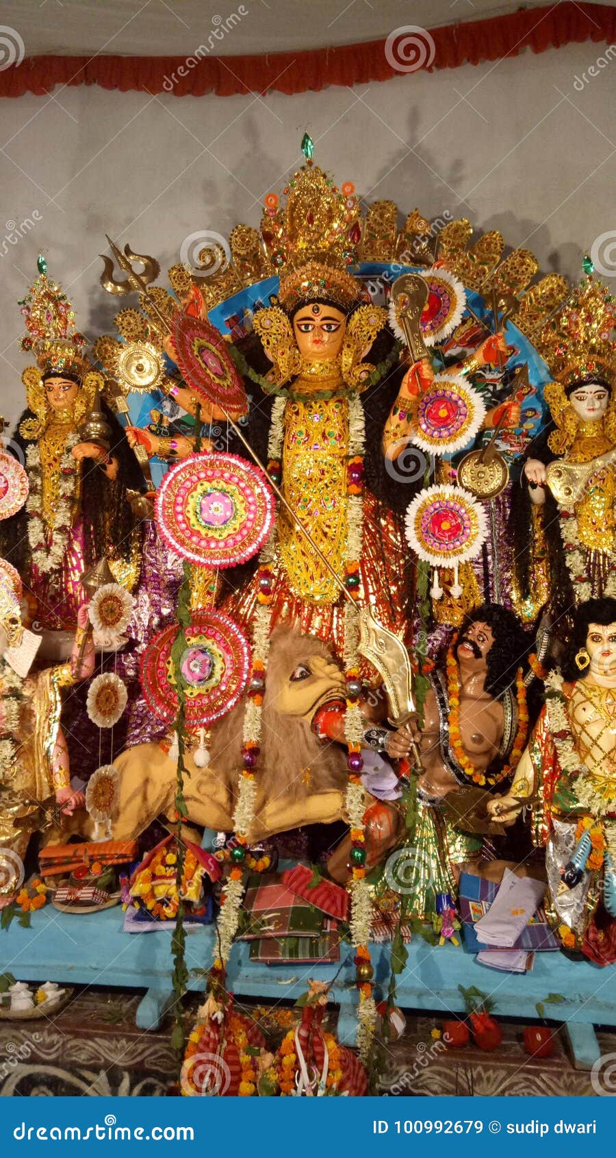 Ma Durga idol thakur stock image. Image of religion - 100992679