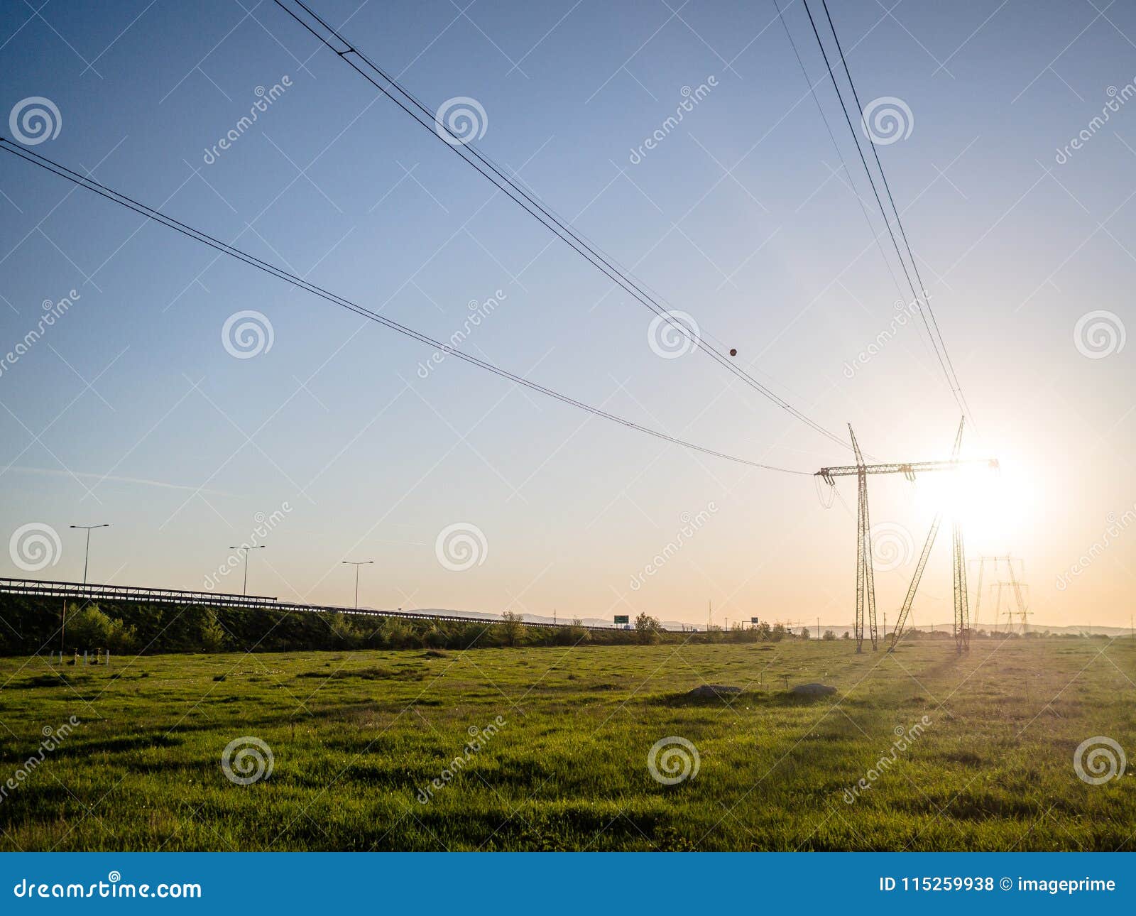 Power Grid And Electric Wires In Sunset Royalty-Free Stock Image ...