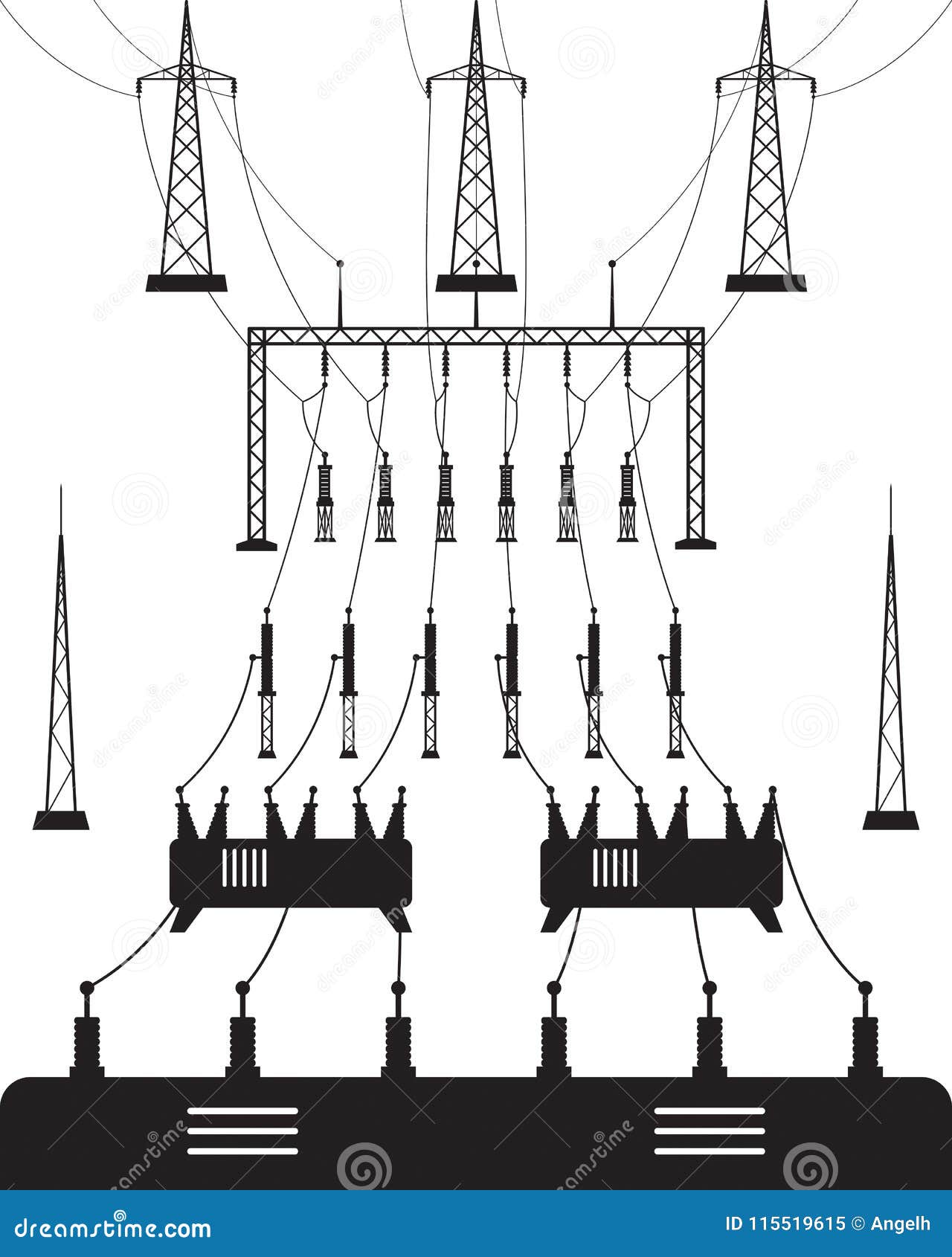 Power grid substation stock vector. Illustration of concrete - 115519615 Power grid substation stock vector. Illustration of concrete - 115519615
