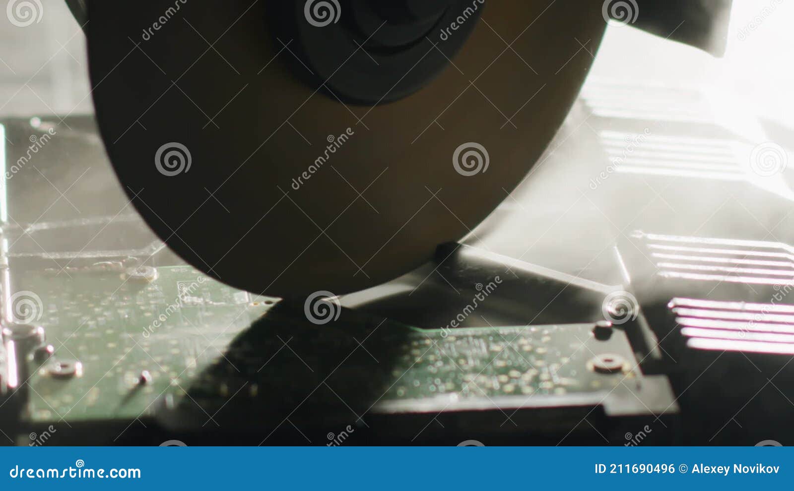 Power Grinder Cuts Computer Hard Disk Drive. Database Damage Concept ...