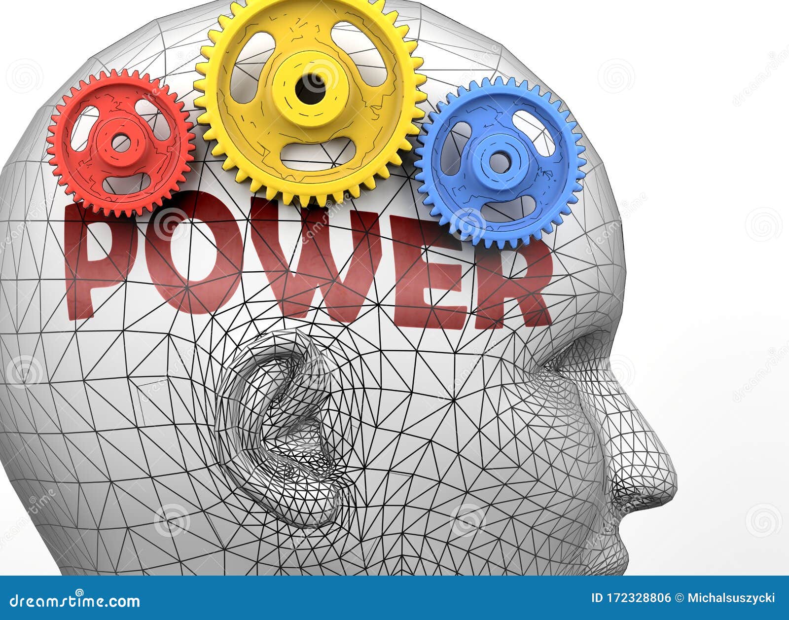 Power And Human Mind Pictured As Word Power Inside A Head To