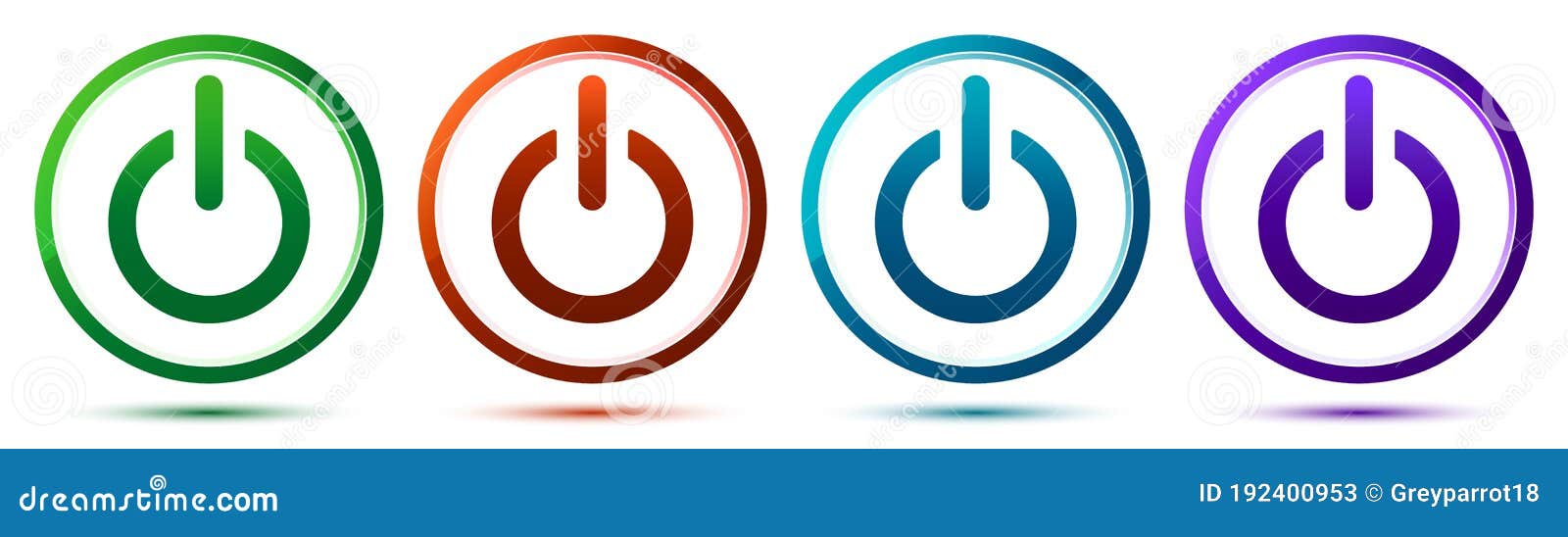 Power Icon Artistic Frame Round Button Set Illustration Stock Vector ...