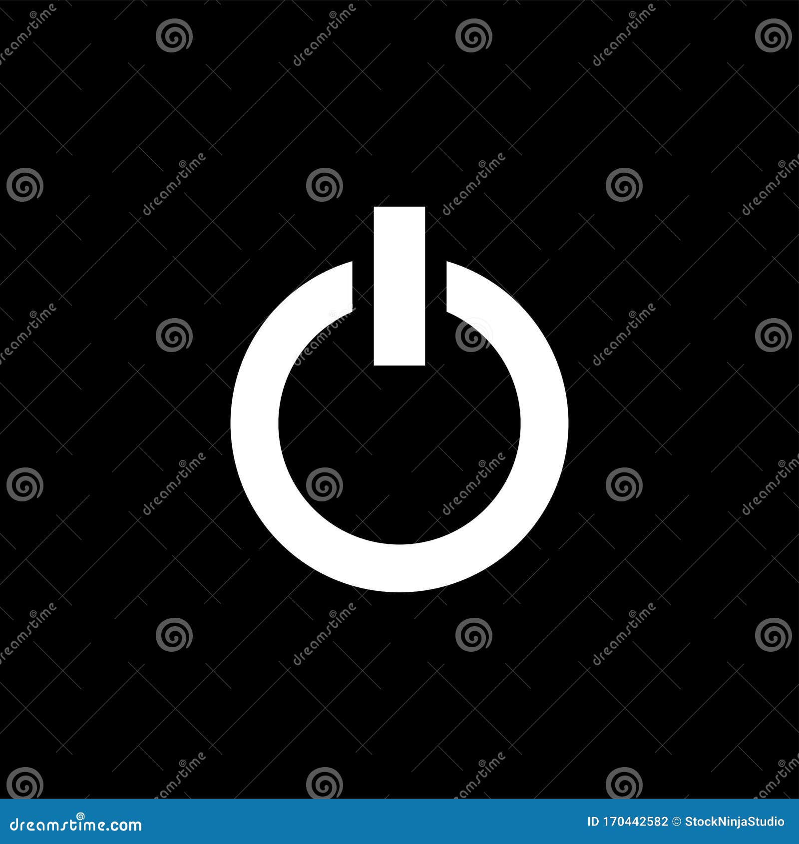 Power Icon on Black Background. Black Flat Style Vector Illustration ...
