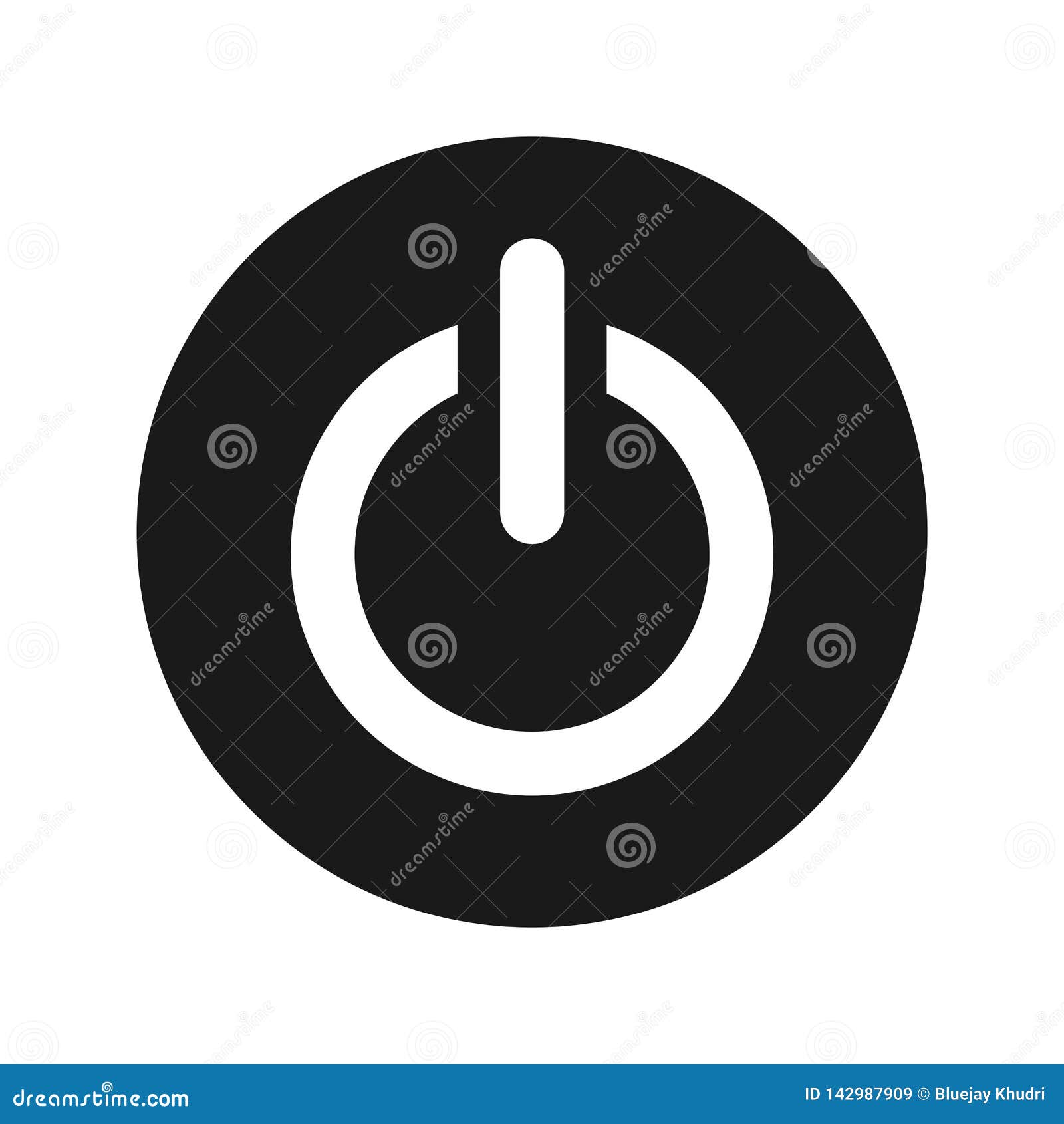 Power Icon Flat Black Round Button Vector Illustration Stock Vector ...