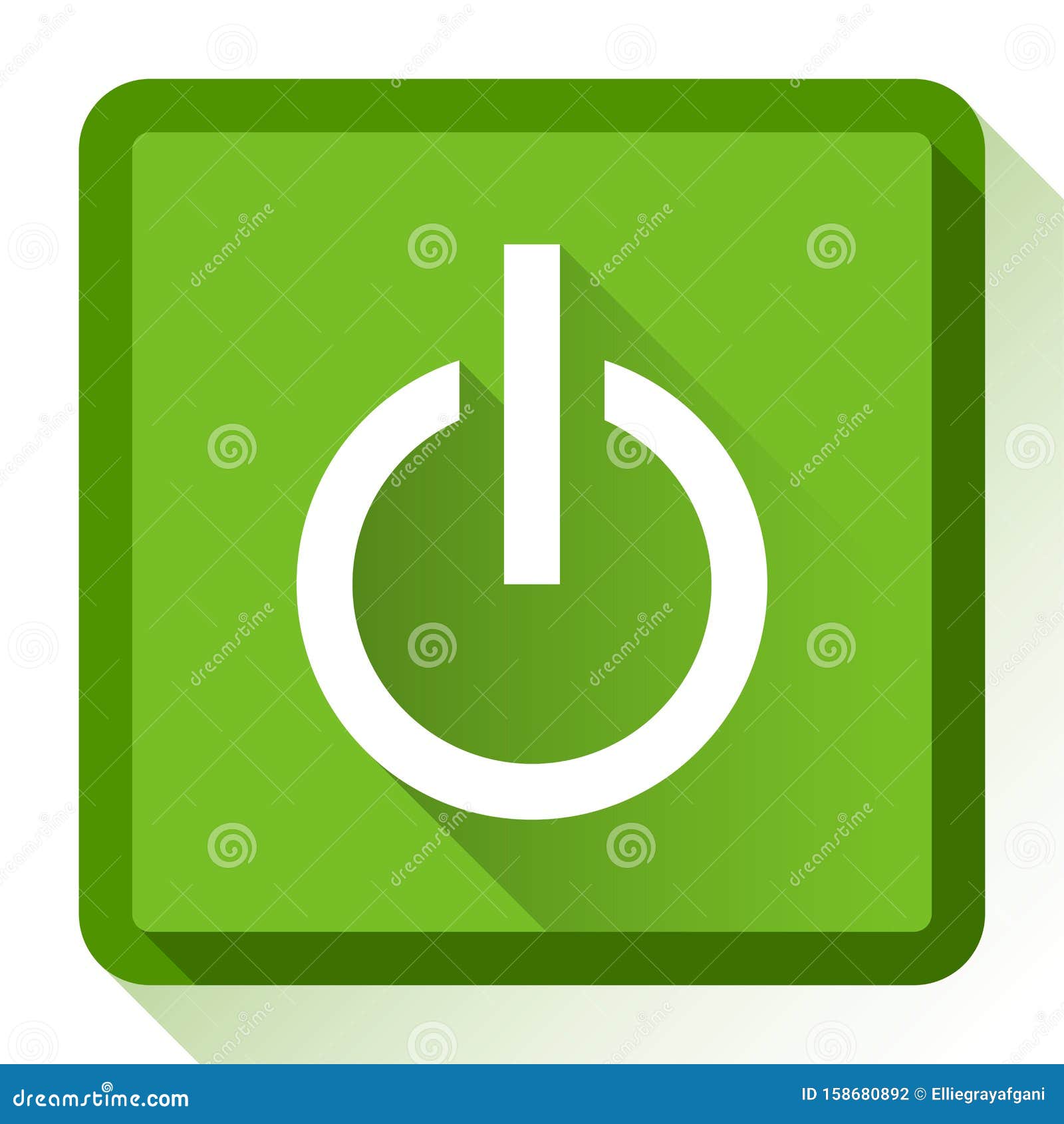 Power Icon Flat Green Square Button Stock Vector - Illustration of ...